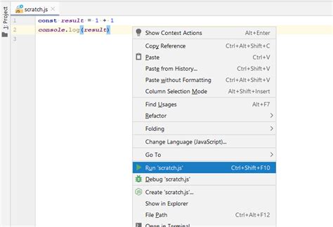how to run debug scratch file javascript typescript ides support