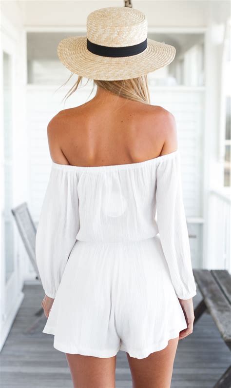White Sexy Leakage Shoulder Jumpsuit On Luulla