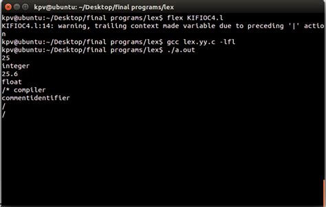 curly code lex program that distinguishes keywords integers floats