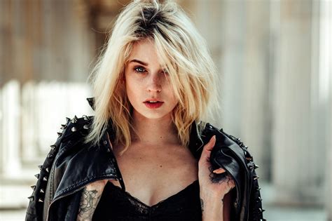 Wallpaper Face Women Blonde Long Hair Tattoo Fashion Person