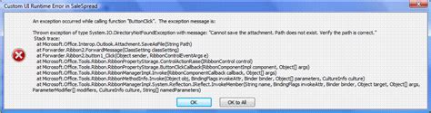 outlook add in error when sending attachments system io