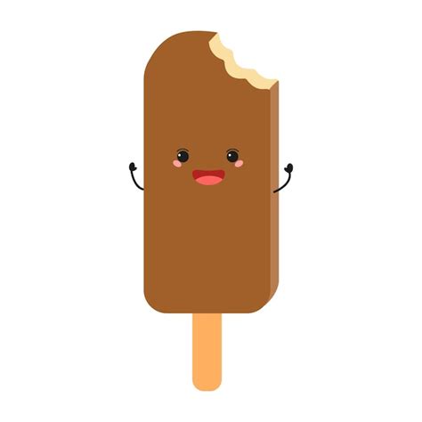 Lindos Personajes De Helado En Una Taza De Gofres Y En Un Palo Vector
