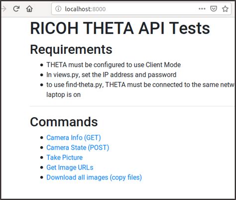manage ricoh theta from office network with django theta