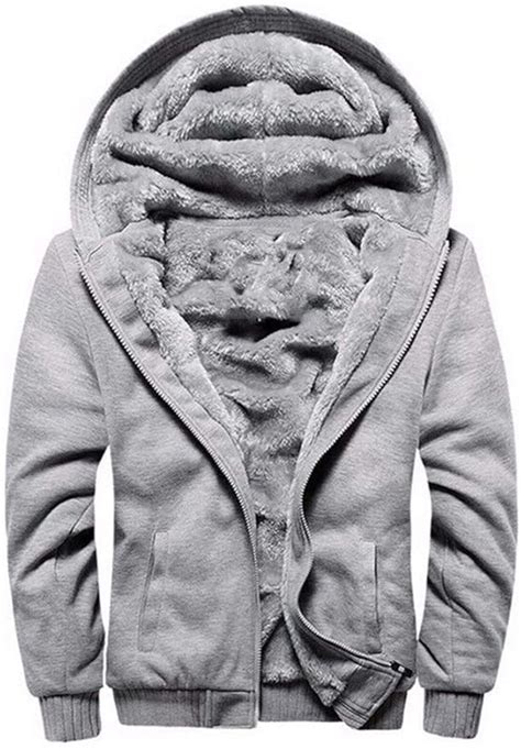 Mens Hoodie With Zip Thick Long Sleeve Hoodies Large Size