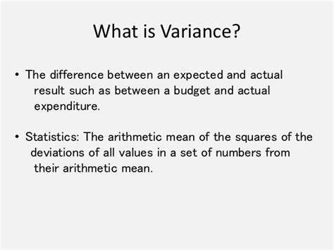 Use Of Variance Analysis
