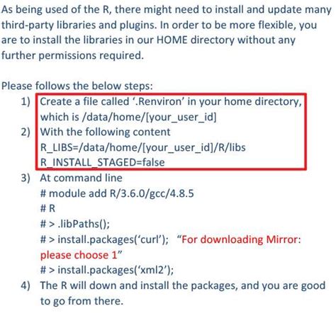 installing r packages using non staged installation using ssh general