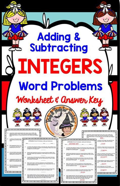 adding and subtracting integers word problems worksheet and answer key