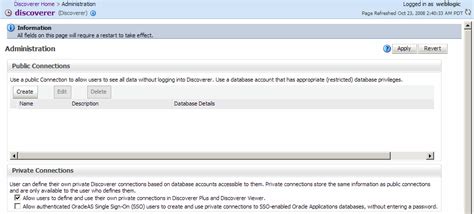 managing oracle bi discoverer connections