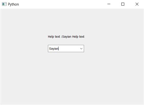 pyqt5 accessing help text of the combo box geeksforgeeks