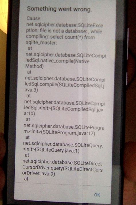 cause 9002 file is not a database while compiling select count