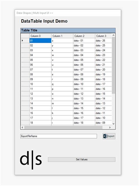 ui datatable input data shapes