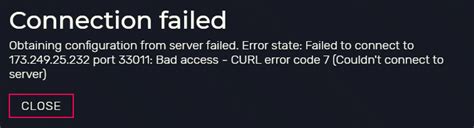 obtaining configuration from server failed error state failed to