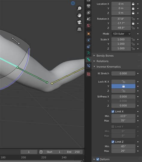 rigging how can i limit the rotation of a bone using euler angles in