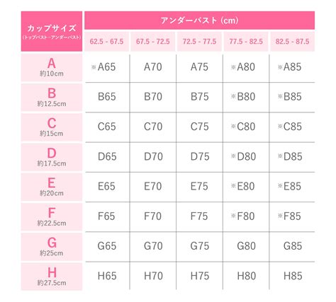 胸のサイズ表