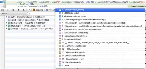ios debugging in xcode running through code and breakpoints stack