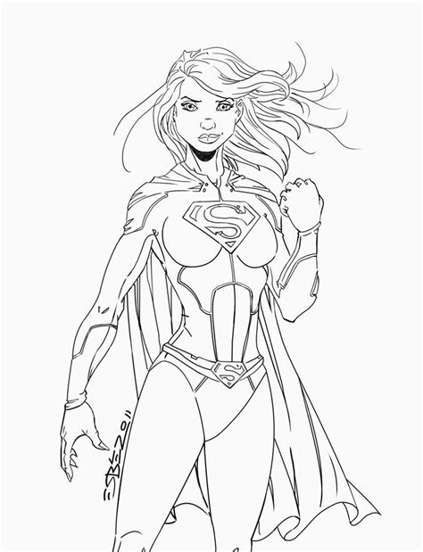 Sexy Supergirl Coloring Pages Sketch Coloring Page