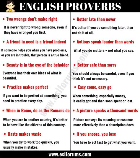 Top 30 English Proverbs And Their Meanings Everyone Should Learn Esl