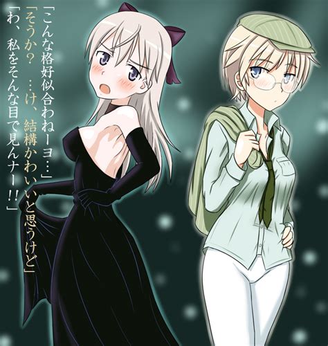 Safebooru Beret Bespectacled Blonde Hair Blue Eyes Blush Bow Dress