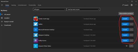 can t install the app it shows owned but not installing microsoft