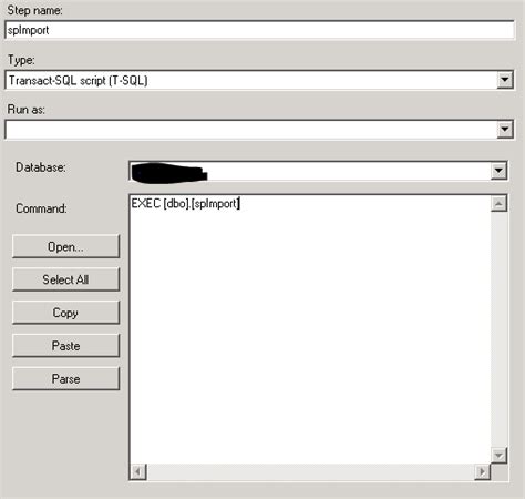 sql server running a t sql job step stored procedure with a proxy