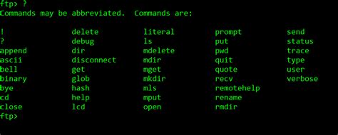 understanding ftp commands in the command line hosted~ftp~ help