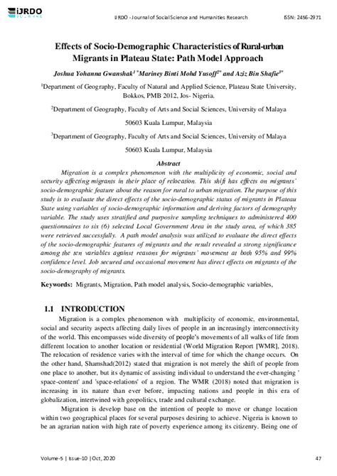 Pdf Effects Of Socio Demographic Characteristics Of Rural Urban