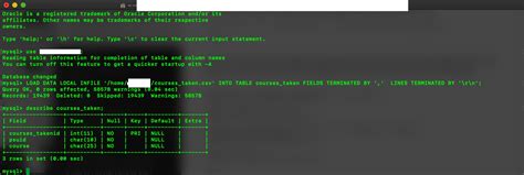 mysql mysqlp load data local infiles returns 0 rows
