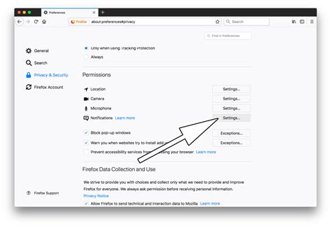 how to block website notifications in firefox