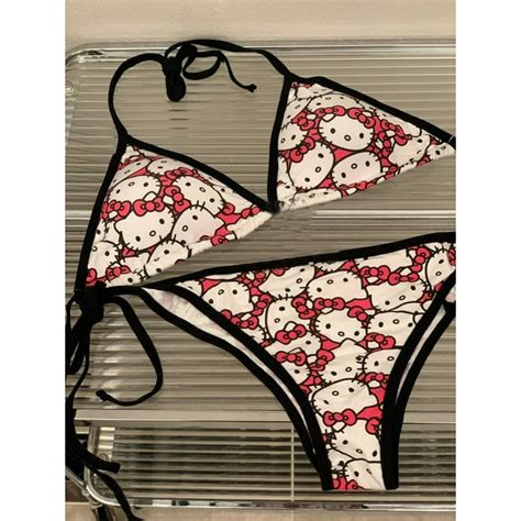Hello Kitty Bikini Set Cute Cartoon Y2k Anime Summer Beach Strappy