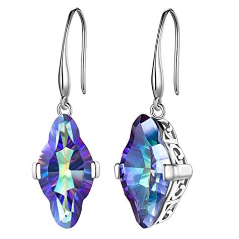 Mystic Topaz Dangle Earrings Women 925 Sterling Silver Mystic Rainbow