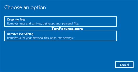 create reset this pc shortcut in windows 10 tutorials