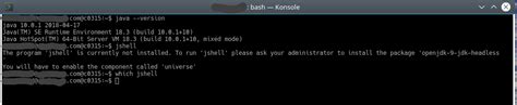 java the program jshell is currently not installed when trying to
