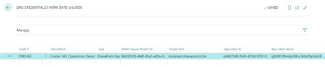 create sharepoint online authentication and dms credentials document
