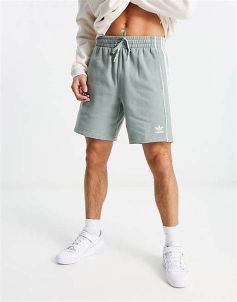 Adidas Originals Rekive 3 Stripe Logo Shorts In Green Asos