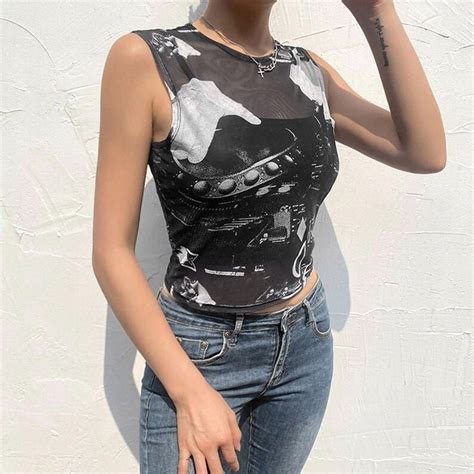 Y2k Black And Green Sleeveless Sexy Cropped Tank Top Y2k Top Etsy