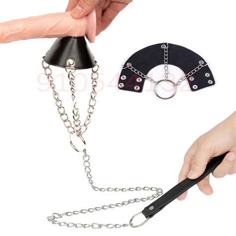 Male Chastity Cock Cage Ball Stretching Leather Parachute With Leash