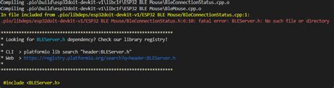 problems with library ble mouse for esp32 platformio ide platformio