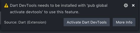 flutter devtools in vs code is not activating with the error
