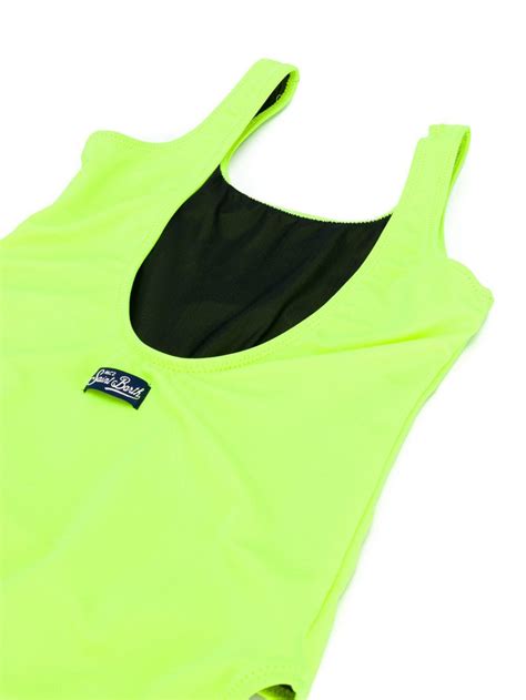 St Barth Print Yellow Fluo Girls One Piece Swimsuit Mc2 Saint Barth
