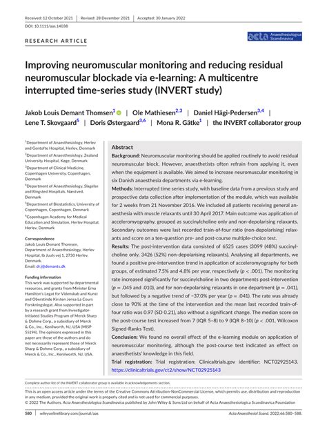 Pdf Improving Neuromuscular Monitoring And Reducing Residual
