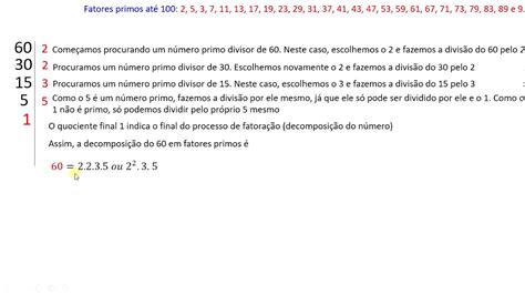 Decomposição De Um Número Em Fatores Primos Youtube