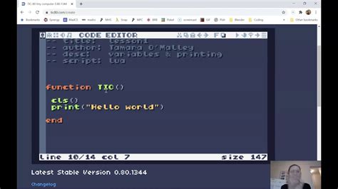 tic 80 platformer lesson 1 intro variables printing youtube