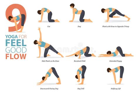 9 Yoga Poses Or Asana Posture For Workout In Feel Good Flow Concept