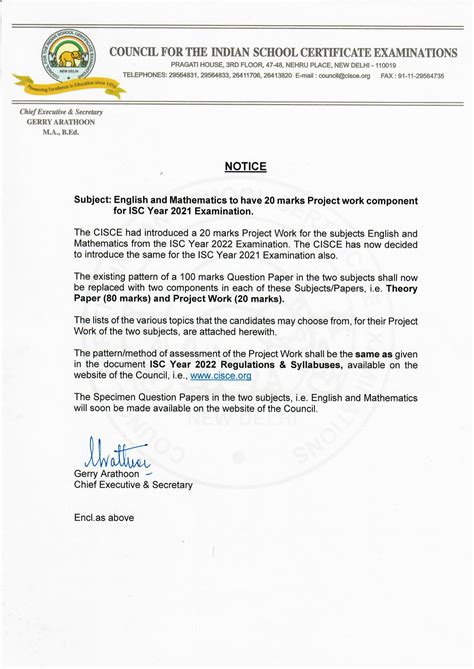 Isc Class 12 Exam 2021 To Have ‘project Work In English And Mathematics