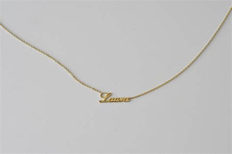 14k Solid Gold Name Necklace Name Necklace Gold Name Etsy