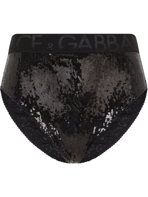 Dolce And Gabbana High Waisted Sequin Embellished Briefs Black Farfetch