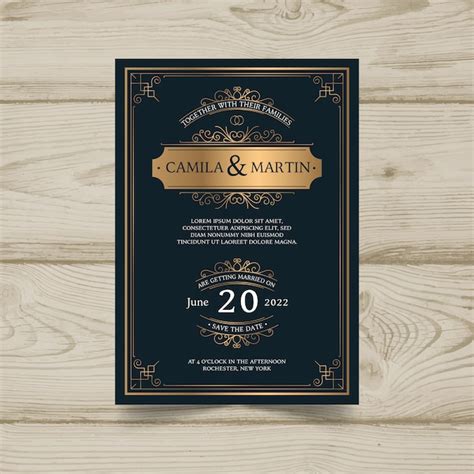 Premium Vector Vintage Wedding Invitation Template