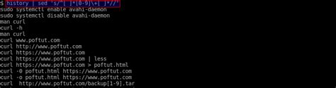 linux print history command without line numbers poftut