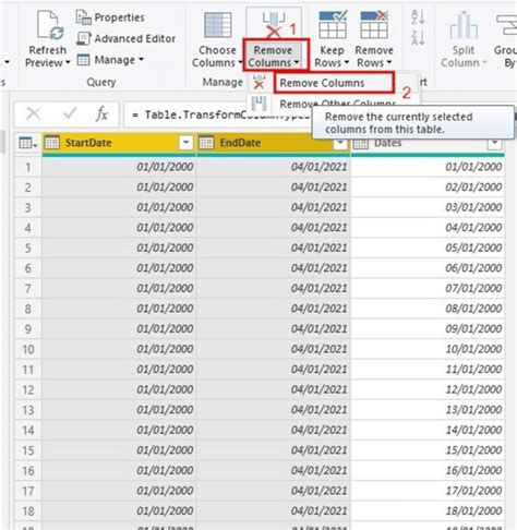 power bi date table m query