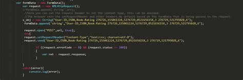 javascript trying post csv to rapidminer webservices stack overflow